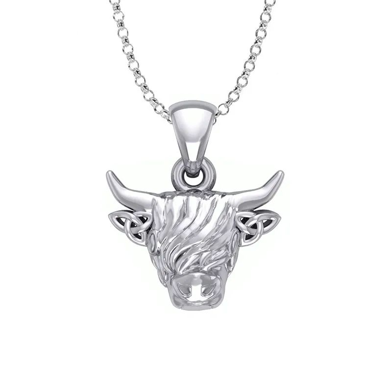 Trinity Highland Cow Pendant in Silver | Unique Scottish Designed Jewelry