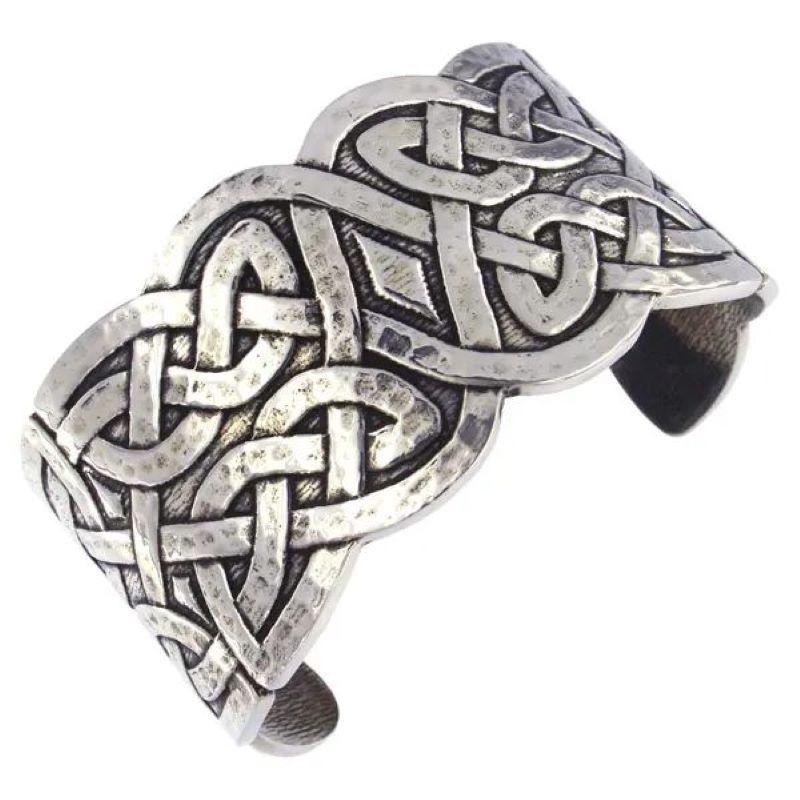Embossed Celtic Knotwork Bracelet in Pewter | Made in Scotland