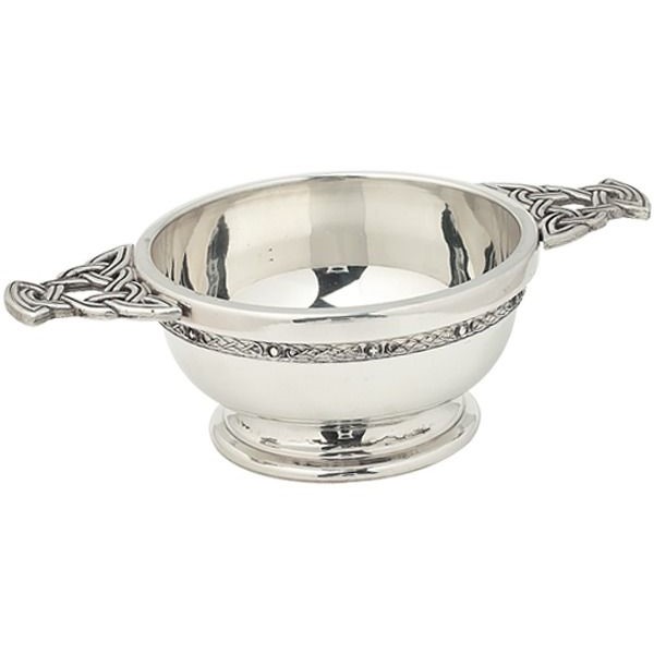 Celtic Knot Designed Pewter Quaich Bowl | Premium Scottish Glassware