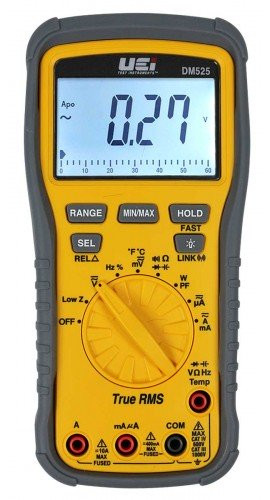 UEi DM525 True RMS Digital Multimeter, -328 to 2,462°F, 1 to 1,000 VAC ...