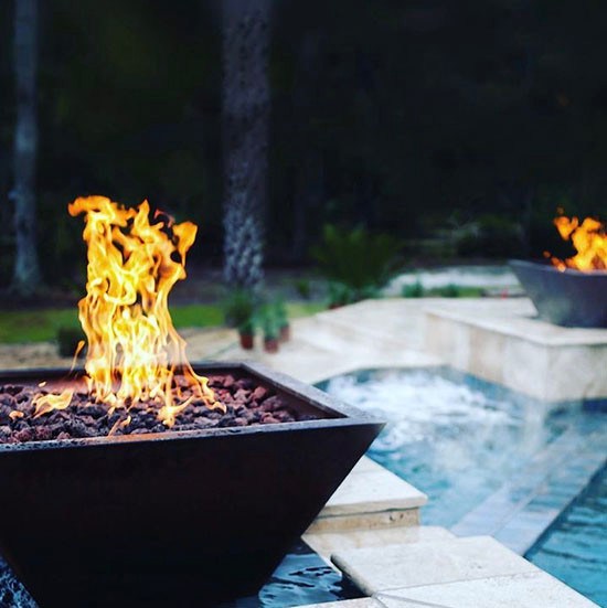 Corinthian Square Stainless Steel or Copper Fire Bowl | Yard Couture