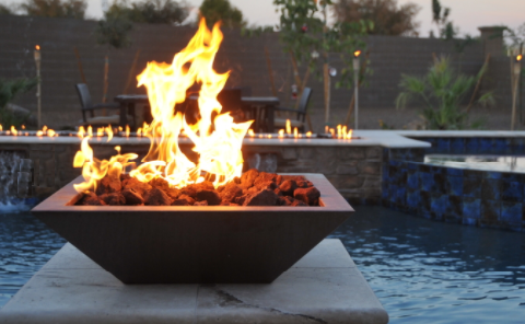 Corinthian Square Stainless Steel or Copper Fire Bowl | Yard Couture