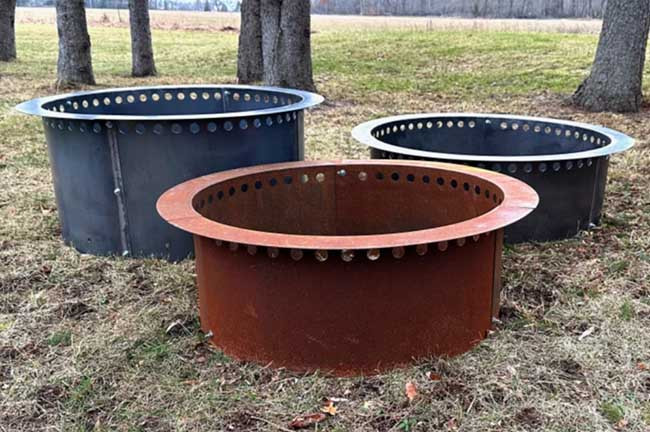 Round Smokeless Fire Pit Insert With 3 Inch Top Flange - Corten or Mild ...