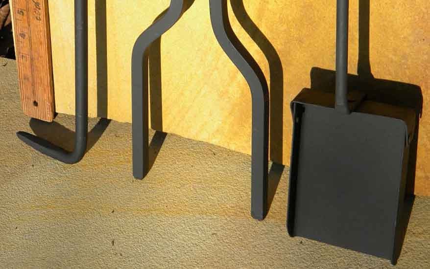 Hand Forged Fire Pit Tools - Ash Shovel, Fire Poker and Log Tongs