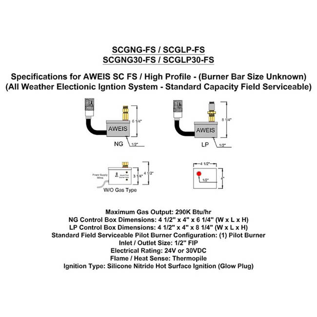 Standard Capacity AWEIS Electronic Gas Ignition -Fire By Design