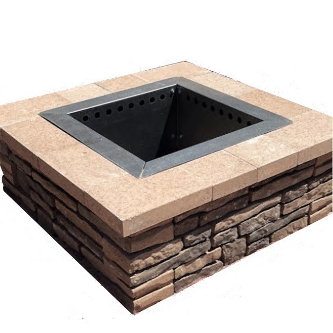 Yard Couture Square Smokeless Steel Fire Pit Insert Liner - 3 inch Flange