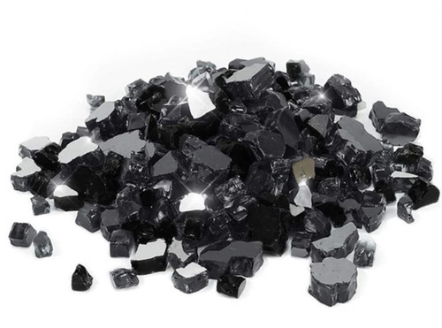 1/2 Inch Tempered Black Reflective Fire Glass