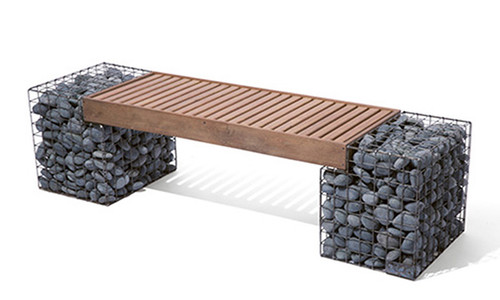 Gabion Bench Patio Bench With IPE Wood Top