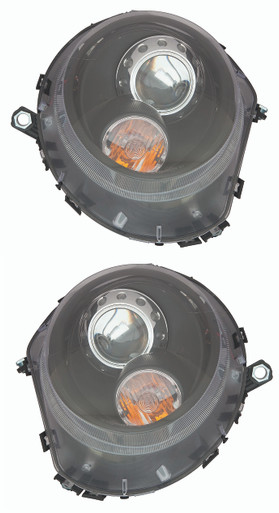 2012 Mini Cooper Headlight Set Halogen Black Housing Pair Driver and ...