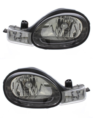 2001 Dodge Neon Headlight Set Halogen Black Housing Pair Driver and ...