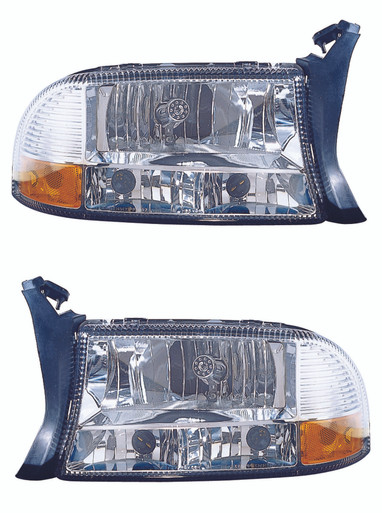 1998 Dodge Durango Headlight Set Halogen Chrome Housing Pair Driver and ...