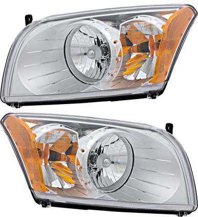2007-2012 Dodge Caliber Headlights Driver Left and Passenger Right Side ...