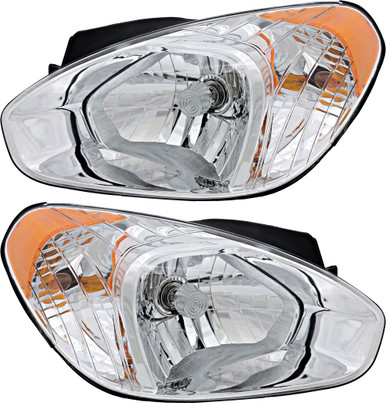 2007-2011 Hyundai Accent Headlights Driver Left and Passenger Right ...