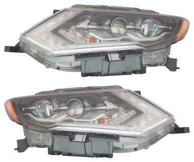 2017-2018 Nissan Rogue Headlights Driver Left and Passenger Right Side LED