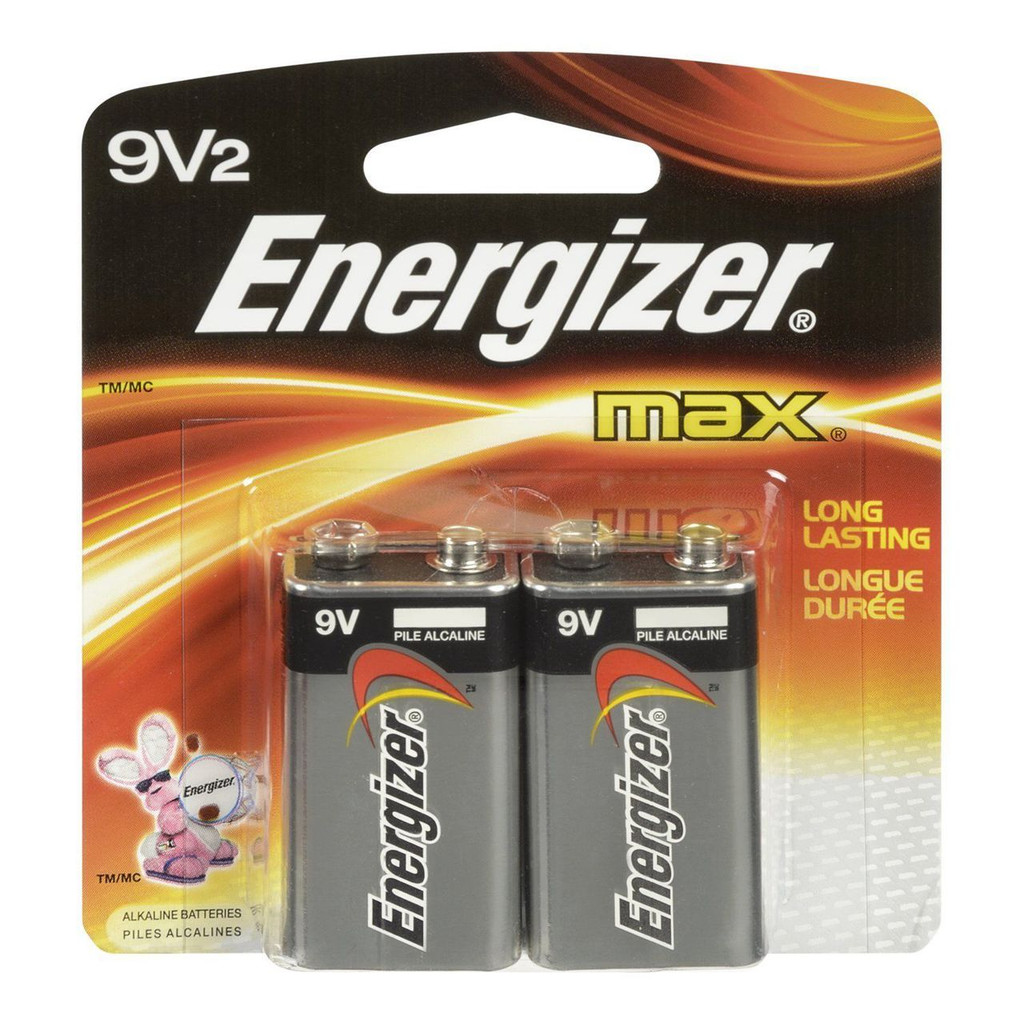 Energizer Max Alkaline 9 Volt Battery 522, 2-Count
