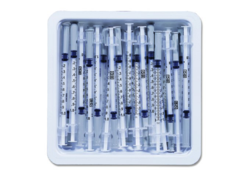 SafetyGlide Allergy Tray 1 mL 27 Gauge 1/2 Inch