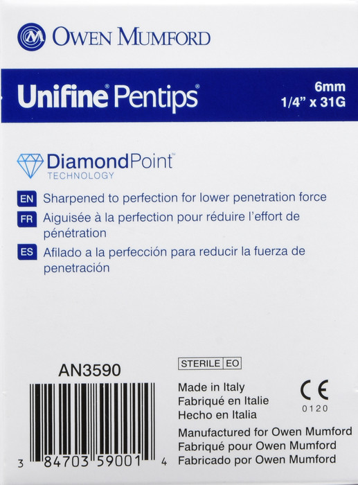 Unifine Pentips Pen Needles 6 mm 31 G Ultrashort Box of 100 ...