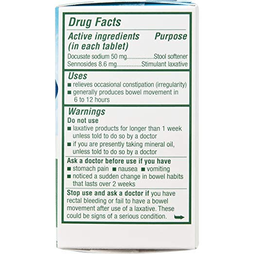 Colace 2-IN-1 Stool Softener & Stimulant Laxative Tablets