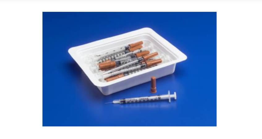 Monoject Allergy Tray 1 mL 28 Gauge 1/2 Inch Attached Needle