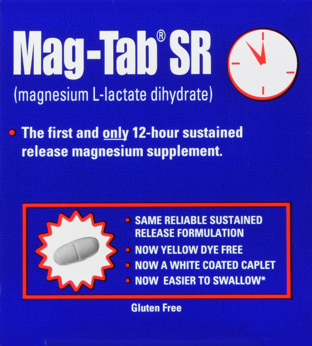 Mag-Tab SR Magnesium L-lactate Supplement Unit Dose Box of 100 Caplets ...