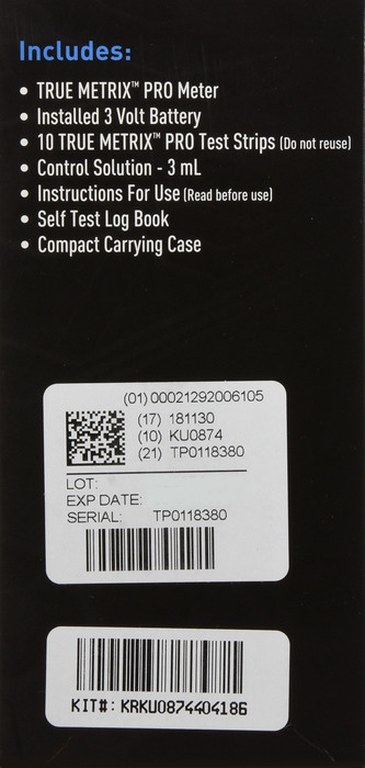 True Metrix PRO Professional Monitoring Blood Glucose System 10 Test ...