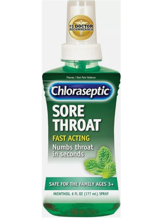 Chloraseptic Sore Throat Spray Menthol Fast-Acting Pain Relief 6 Oz ...