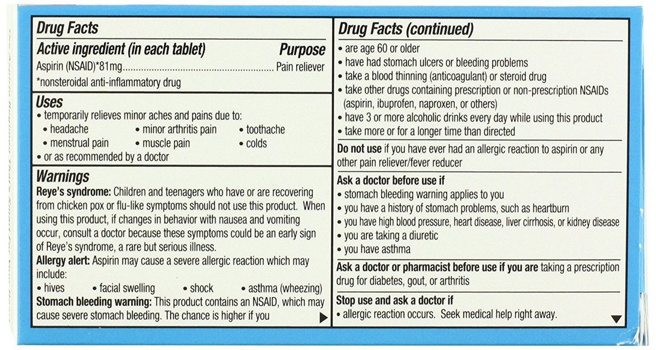 Ecotrin Low Dose 81 Mg,Pain Reliever,Safety Coated Aspirin