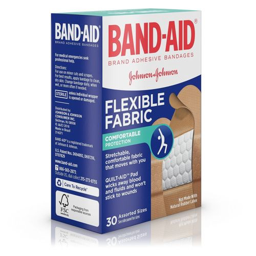 BAND-AID Flexible Fabric Bandages Assorted Sizes 30 Each ...