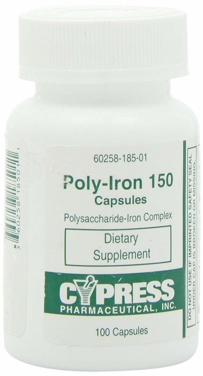 Cypress Poly Iron Capsules 150 mg 100 Capsules - drugsupplystore.com