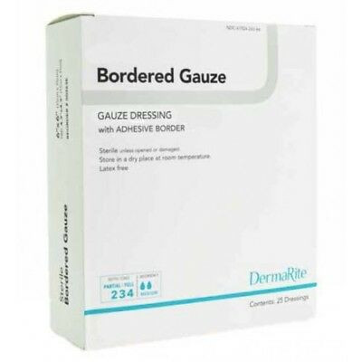 MCK DermaRite Adhesive Dressing Bordered Gauze 3-3/5 X 4 Inch Square ...