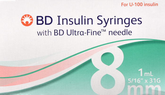 BD Ultra-Fine Insulin Syringes 1ml 31Gx8mm 100 ct (328418 ...