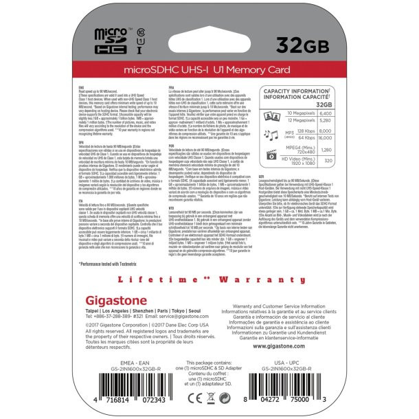Gigastone Prime Series microSD™ Card with Adapter (32 GB ...