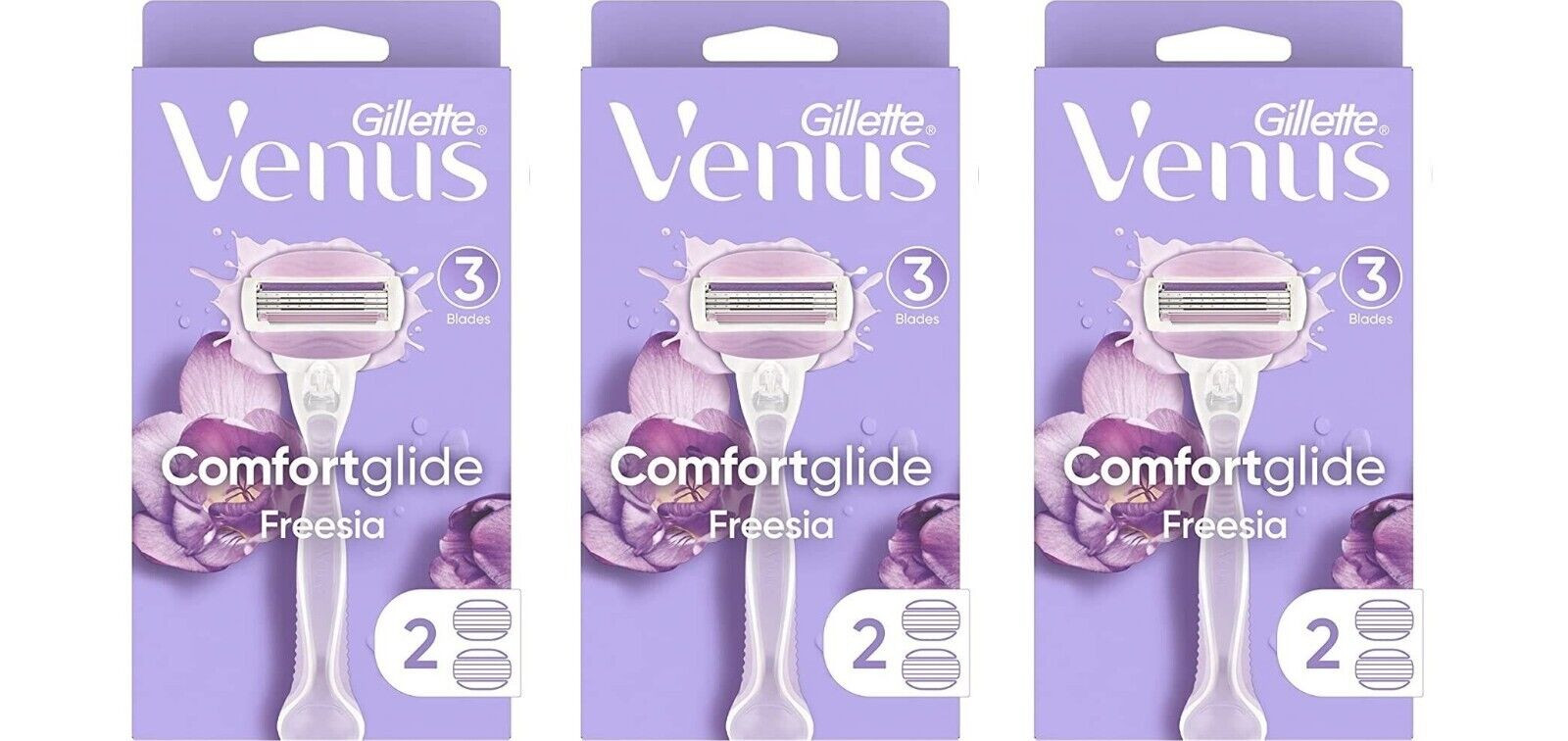 BL Gillette Venus Razor Comfort Glide Freesia + 2 Refills - Pack of 3 ...