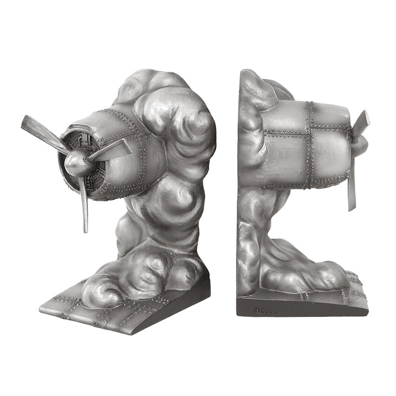 PT Silver Airplane Hand Painted Resin Bookends - drugsupplystore.com
