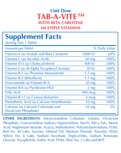 Major TAB-A-VITE with Beta Carotene Multiple Vitamins