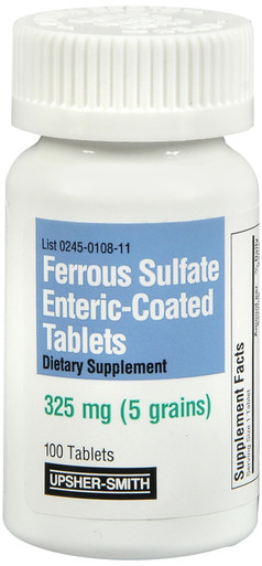 Ferrous Sulfate 325 MG Enteric Coated Tablets 100 Ct