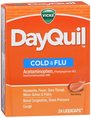 Vicks DayQuil Cold and Flu Multi-Symptom Relief 24 LiquiCaps ...
