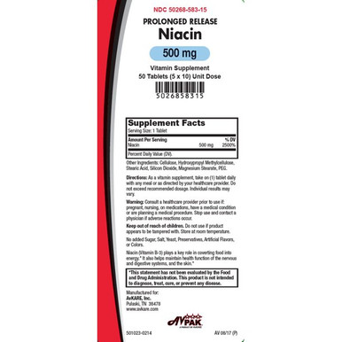 Avkare Niacin Prolonged Release Tablets 500mg 50 Count ...