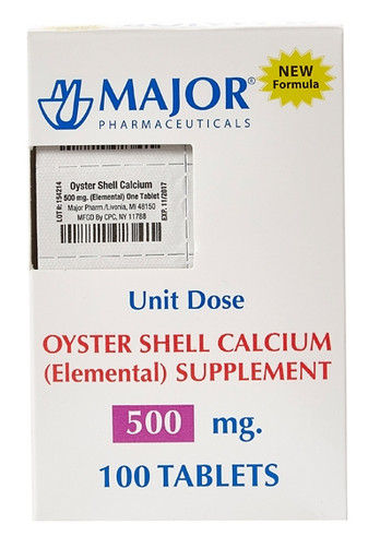 Major Oyster Shell Calcium 500 mg Strength Tablet 100 count ...