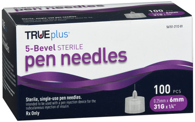 TRUEplus 5-Bevel Pen Needles 31Gx6mm 100ct - drugsupplystore.com