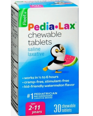 Pedia-Lax Laxative Chewable Tablets Kids Ages 2-11 Watermelon Flavor 30 ...