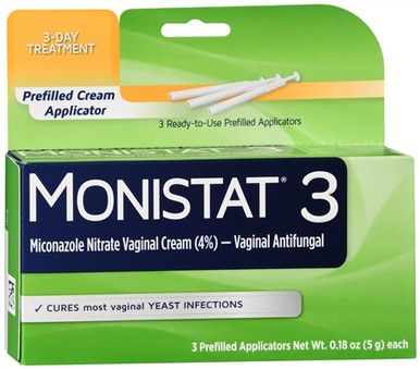 Monistat 3 Vaginal Antifungal Cream 4% Pre-Filled Applicators 0.18 Oz ...
