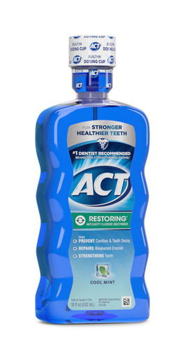 ACT Restoring Fluoride Mouthwash Cool Mint 18 fl oz Strengthens Tooth ...