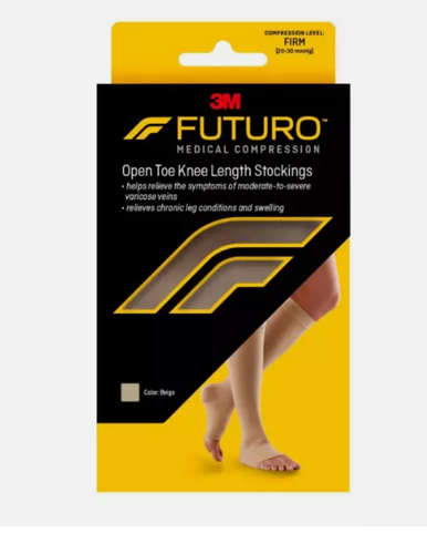 FUTURO Open Toe Knee Length Stockings Beige Firm Compression 20-30 mm ...