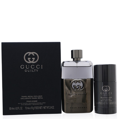 GUCCI GUILTY/GUCCI SET (M) EDT SPRAY 3.0 OZ DEODORANT STICK 2.5 OZ ...