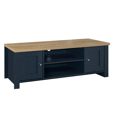 Large Highgate Oak and Navy TV Unit | Trade Beds Direct
