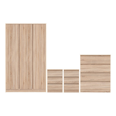 Sonoma Oak Malvern 4 Piece Bedroom Set with 3 Door Wardrobe
