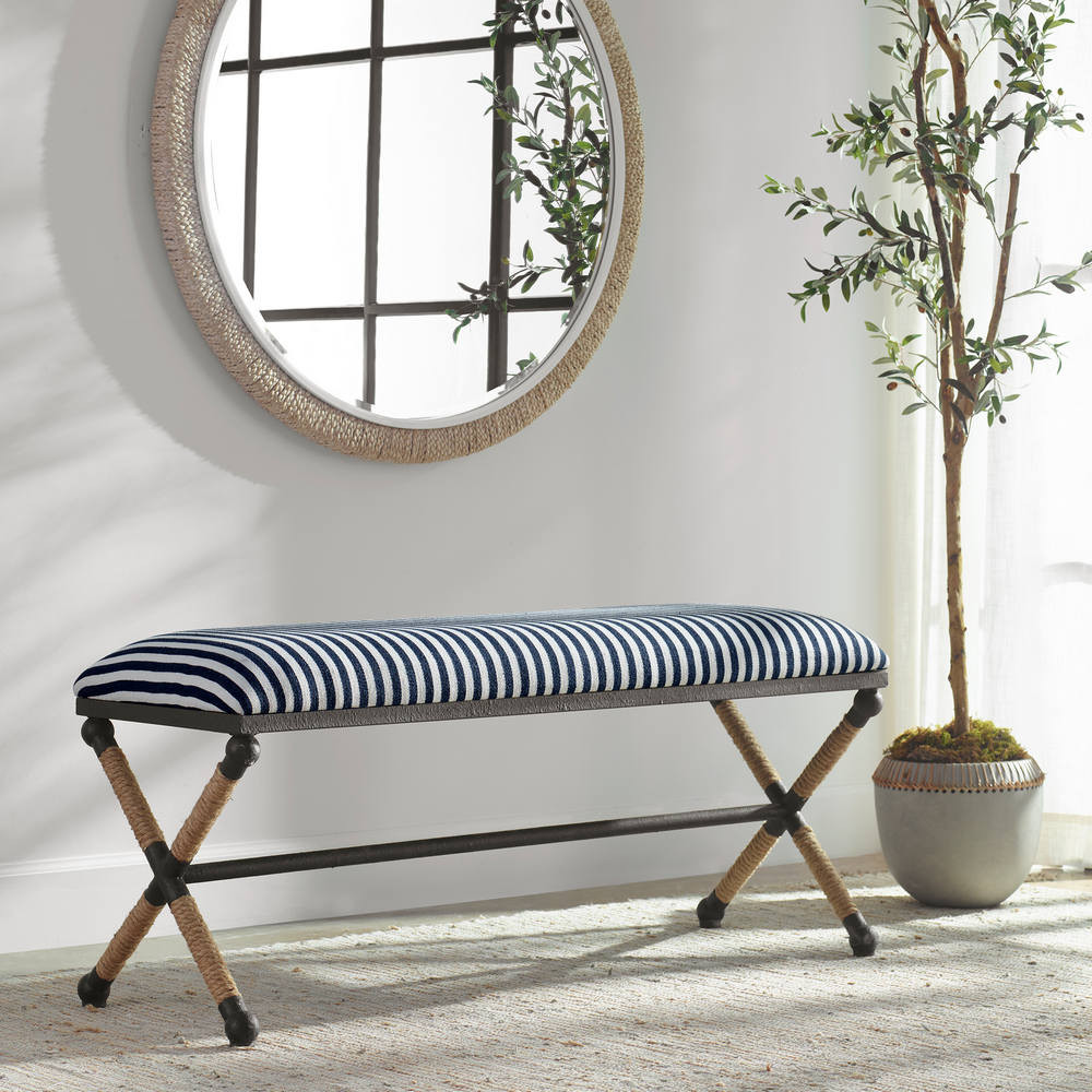 Braddock Striped Bench | Coastal Style Accent Chair