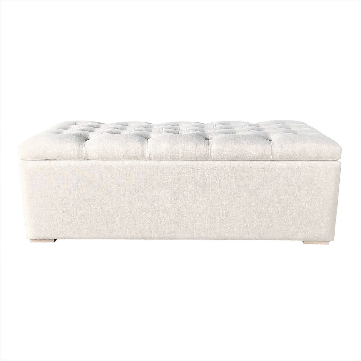 Marquis Upholstered Bed Chest Small-Tufted - Natural Linen | Hamptons