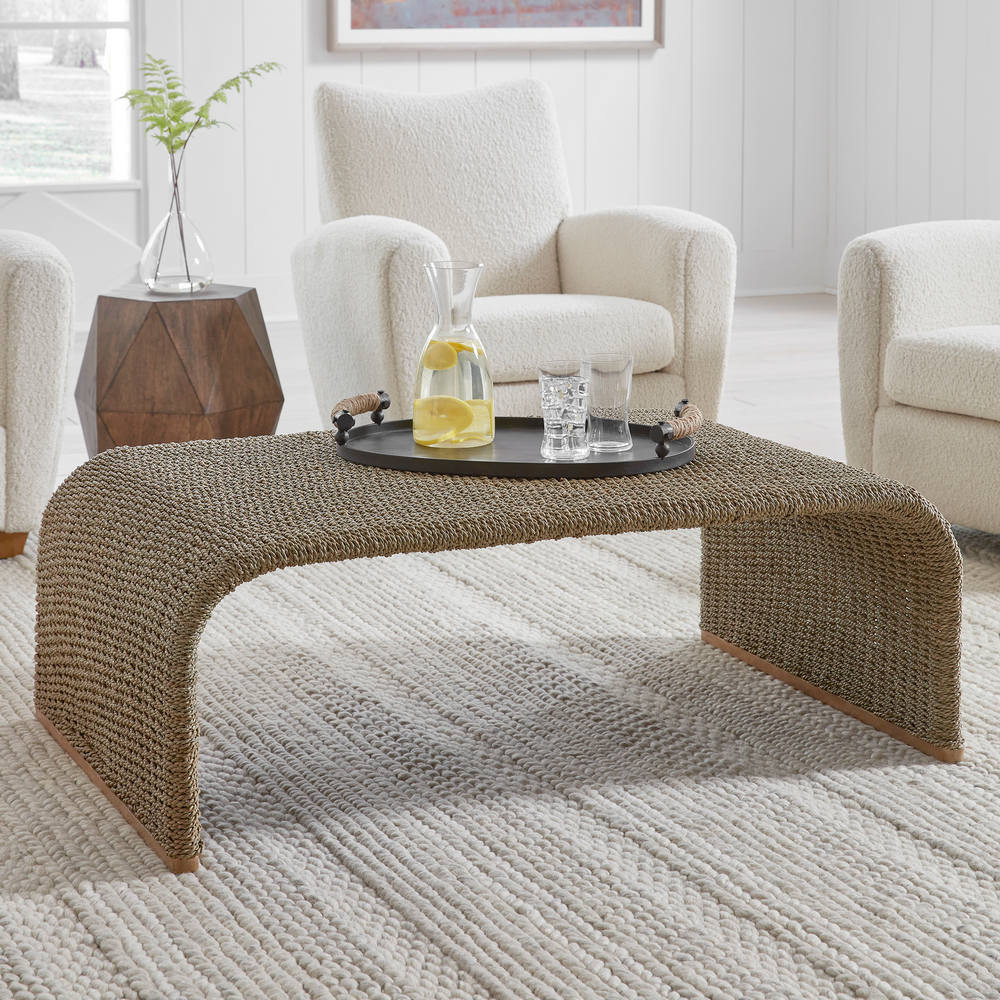 Calabria Woven Seagrass Coffee Table | Coastal Style Accent Table